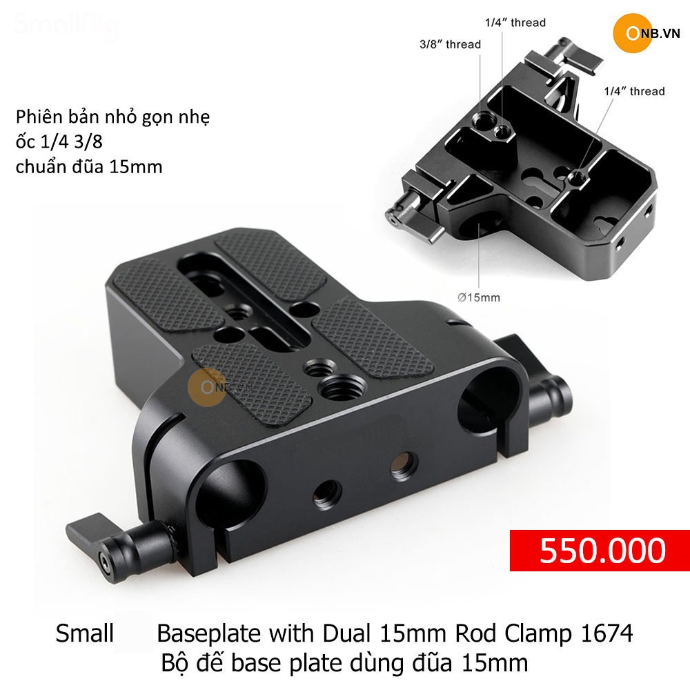 Small-Rig Base plate Đế gắn máy ảnh nhỏ gọn chuẩn đũa 15mm 1674 ...