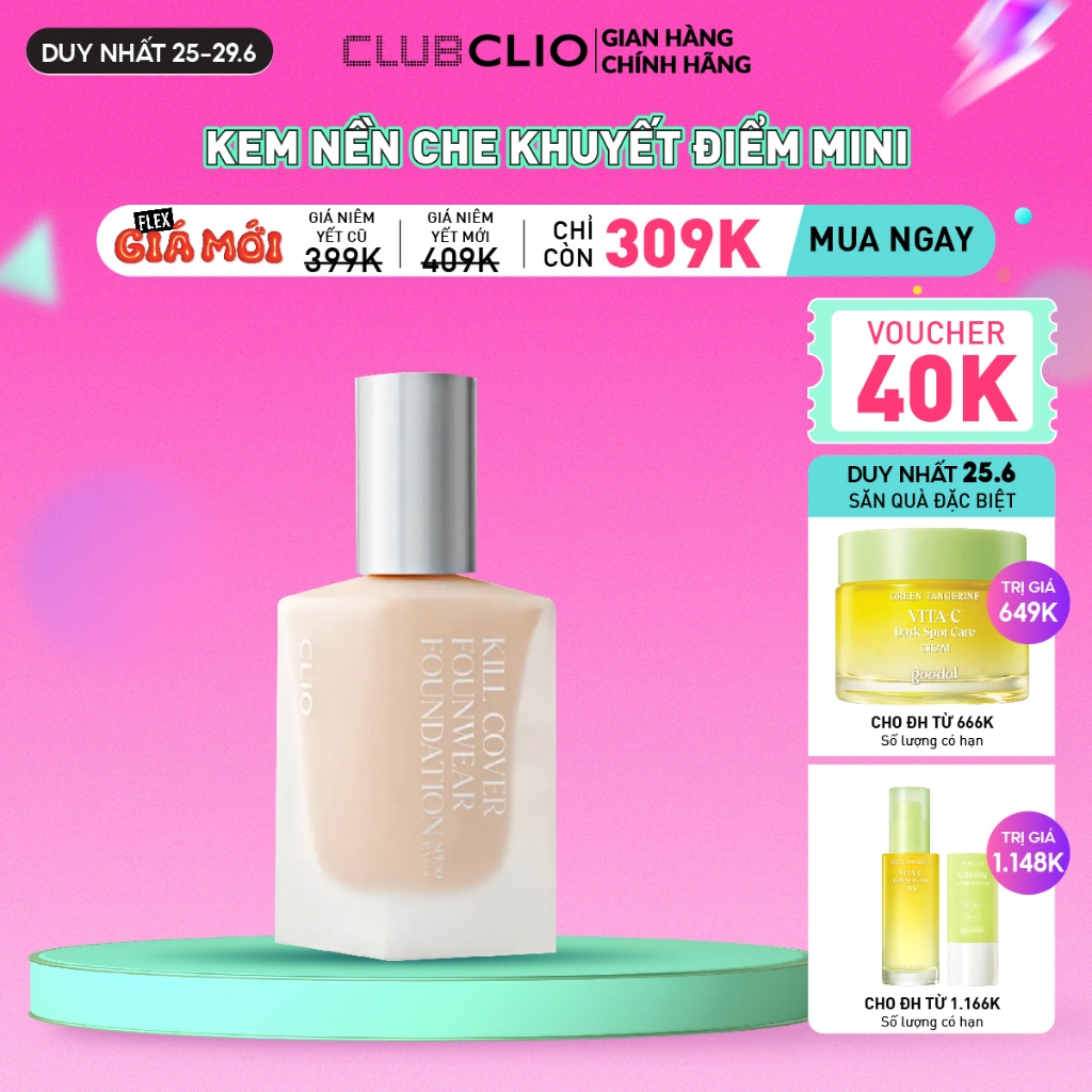 [Voucher 20K][Duy nhất 25.6][Giao nhanh] Kem Nền Che Khuyết Điểm Clio ...