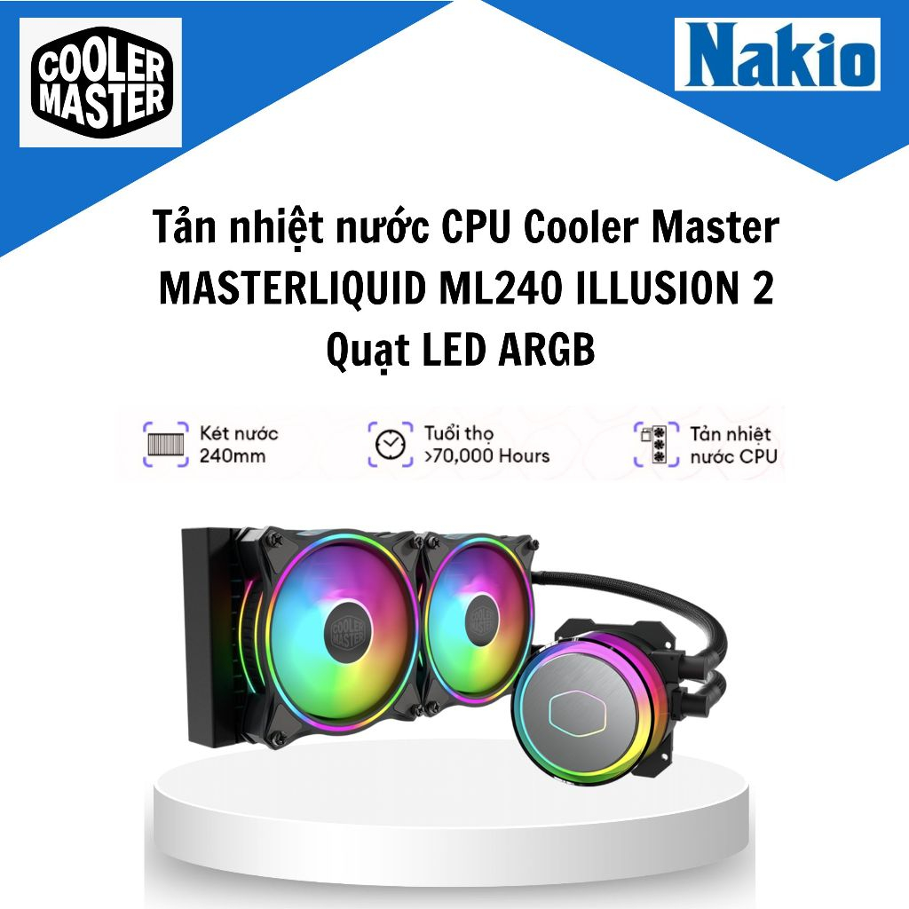 Tản nhiệt nước CPU Cooler Master MASTERLIQUID ML240 ILLUSION 2 Quạt LED ...