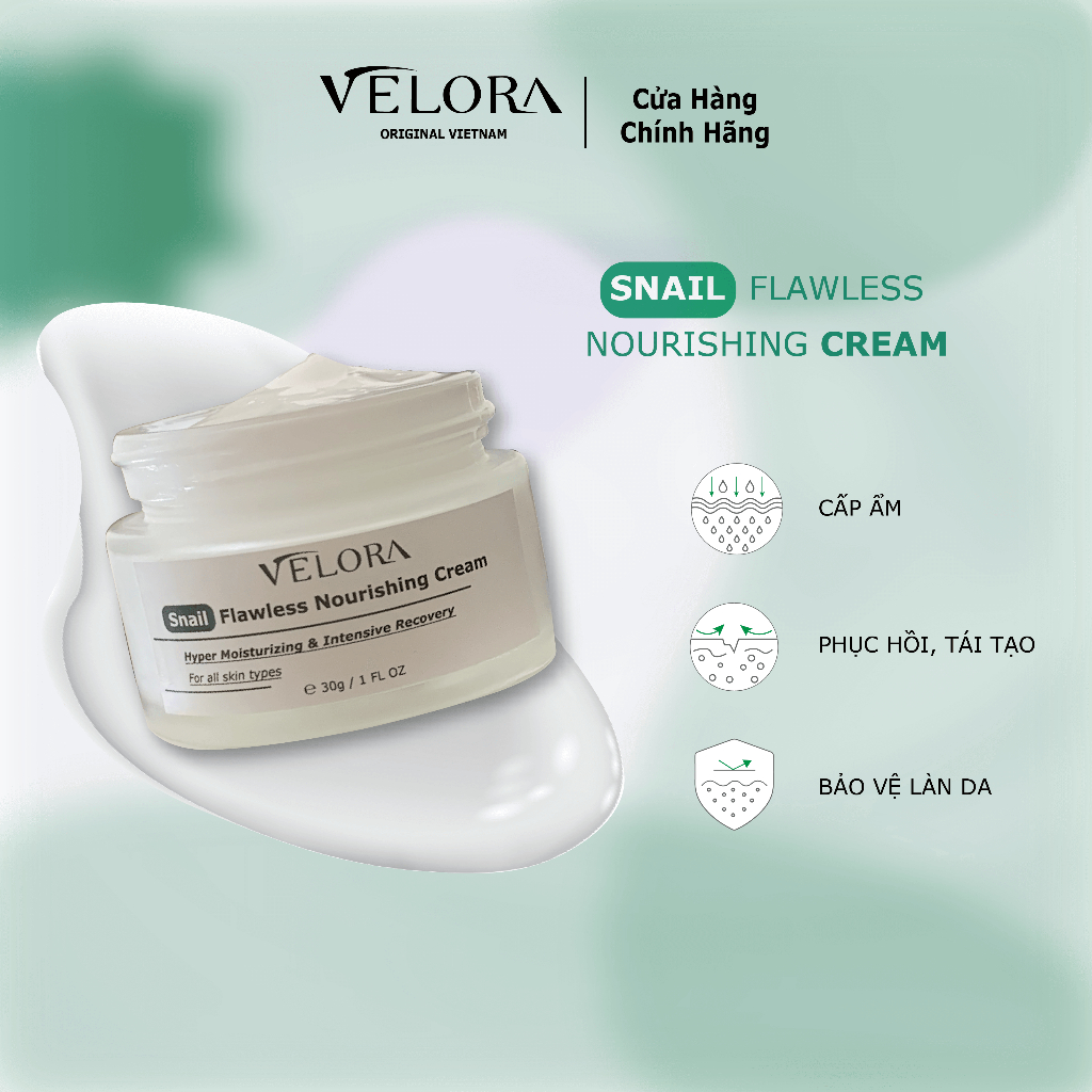 Kem dưỡng ẩm phục hồi ốc sên Velora Flawless Nourishing Cream 30ml ...