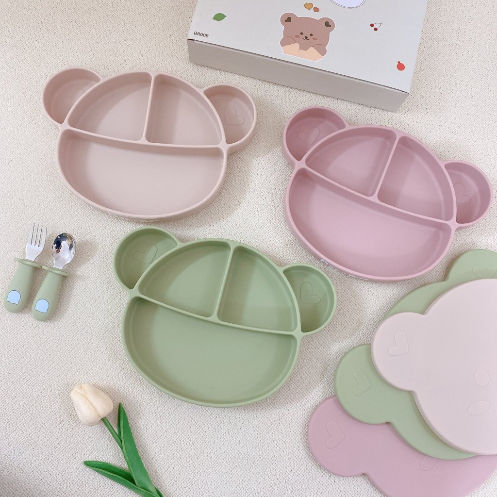 Bar-rot Khay Ăn Dặm Silicone Cao Cấp Chịu Nhiệt Hình Gấu Bar-rot Có ...