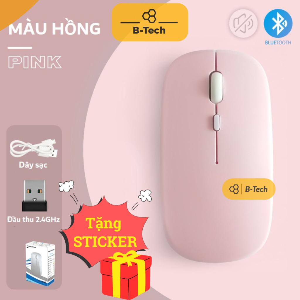 Chuột không dây bluetooth wireless mouse pin sạc W110, chuột cho ...