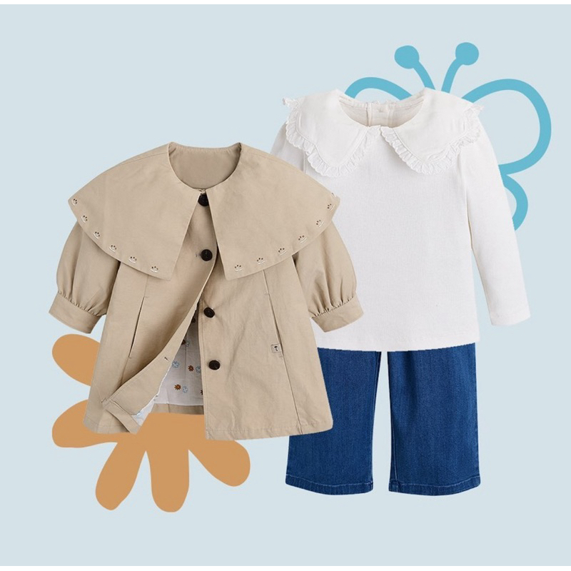 (size 90-130) Áo khoác dáng măng tô chất kaki mềm, bên trong có 1 lớp lót cotton mềm Moimoln ...