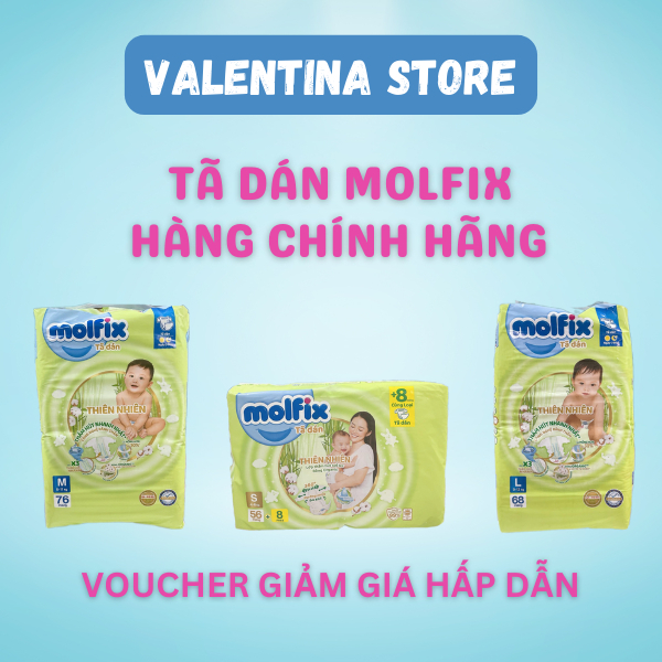 Bỉm/ Tã dán molfix thiên nhiên Size XS 72+8/ S 56+8/ S 80+8/ M 46+6 ...