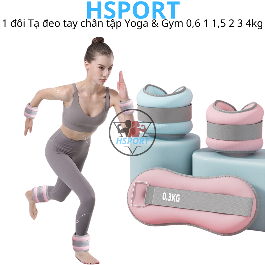 Tạ đeo tay Hsport (2 cái) - Tạ đeo chân chạy bộ tập gym yoga 0,6kg 1kg 1,5kg 2kg 3kg 4kg ...