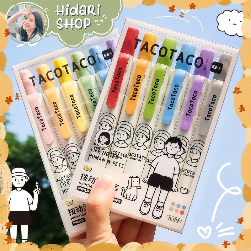 Set 6 Bút Dạ Quang, Bút Highlight Taco Taco / Meta - Hidari | Shopee ...