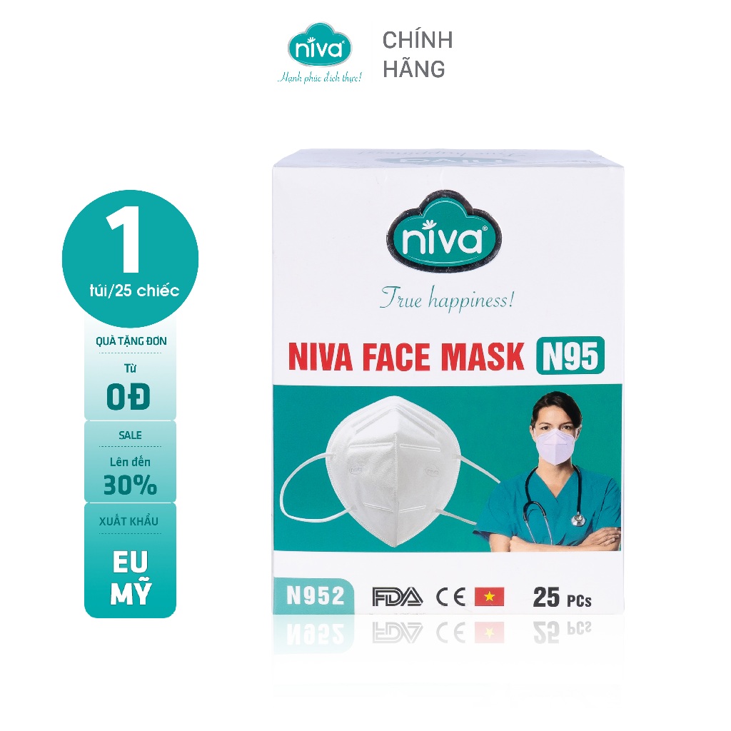 Khẩu Trang Niva 95 Hộp 25C Ngăn Giọt Bắn, Kháng Khuẩn, Không Gây Kích Ứng Da Chính Hãng Cao Cấp ...