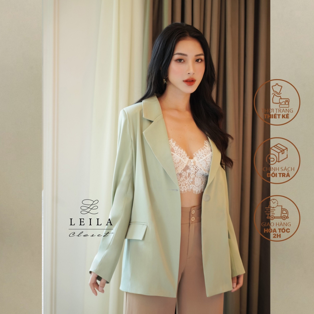 LEILA CLOSET | Áo blazer thiết kế Rita form Hàn Xanh/Hồng | Shopee Việt Nam