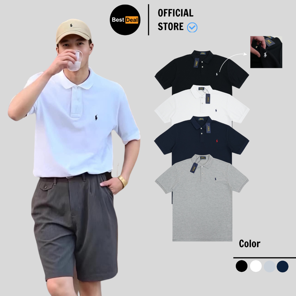 Áo Polo Ra.lph Lau.ren Thêu Ngựa Basic, Áo Nam Nữ Cổ Bẻ, Vải Gai Cá Xấu ...