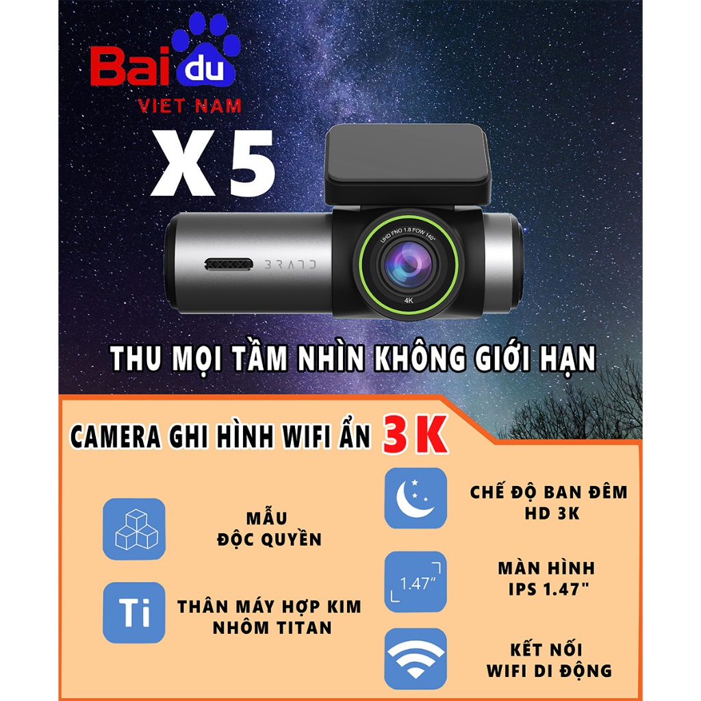 Camera Hành Trình Baidu Việt Nam X5 | Shopee Việt Nam