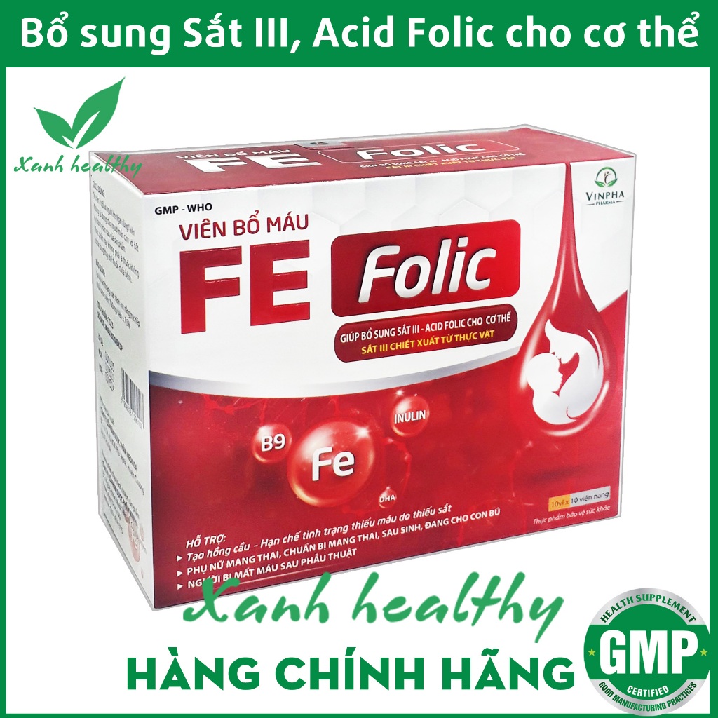 FE FOLIC Viên uống Acid folic, sắt cho bà bầu, trẻ nhỏ Hàng chính hãng ...