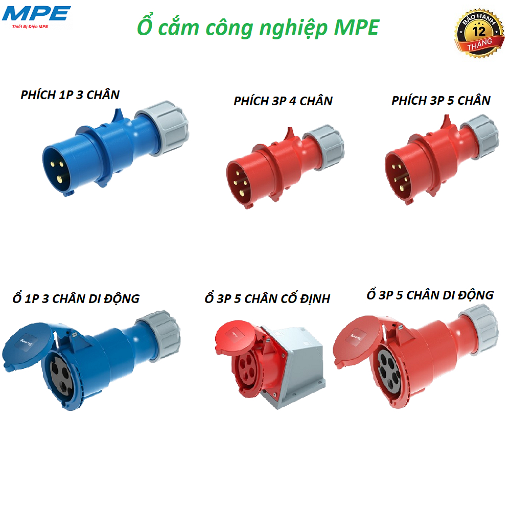 Ổ cắm công nghiệp chính hãng MPE 16A - 32A Model:MPN2 | Shopee Việt Nam