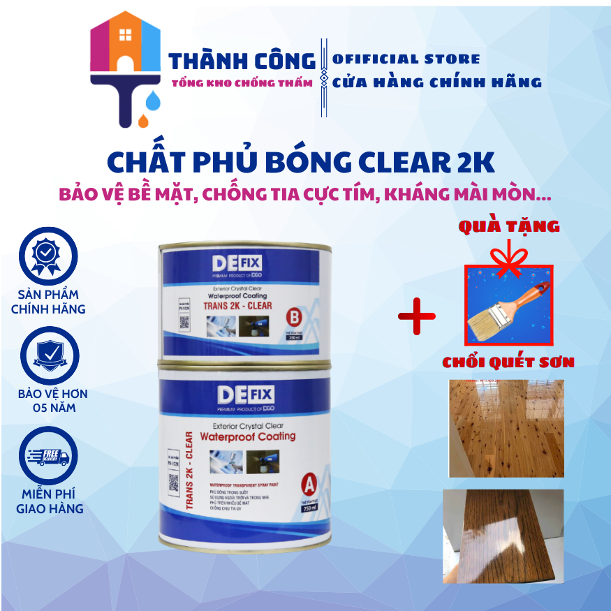 SƠN PHỦ BÓNG CLEAR 2K NGOÀI TRỜI DEFIX . SIÊU BÓNG,CHỐNG THẤM, CHỐNG ...