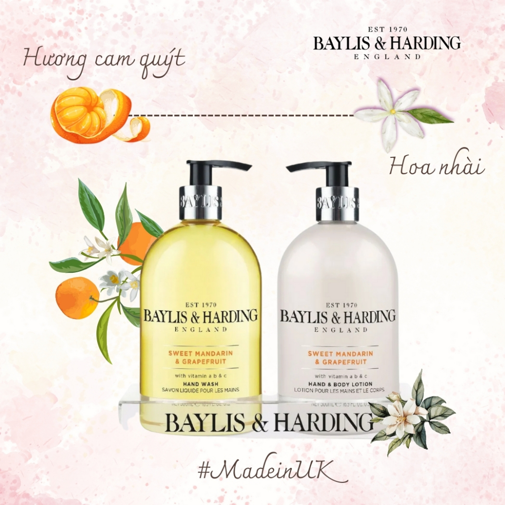 Set nước rửa tay và lotion với Vitamin A, B,C Baylis & Harding Sweet ...