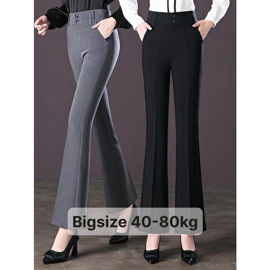 Quần tây ống loe (CÓ BIGSIZE 40 - 75KG)công sở nữ lưng cao, Quần suông ống loe tôn dáng dễ phối ...