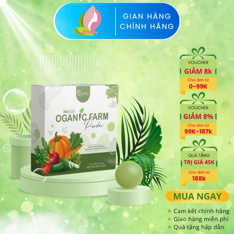 COMBO 5 hộp Bột rau củ Organic Farm giúp thanh lọc cơ thể, tiêu hóa tốt, bổ sung chất xơ, kiểm ...