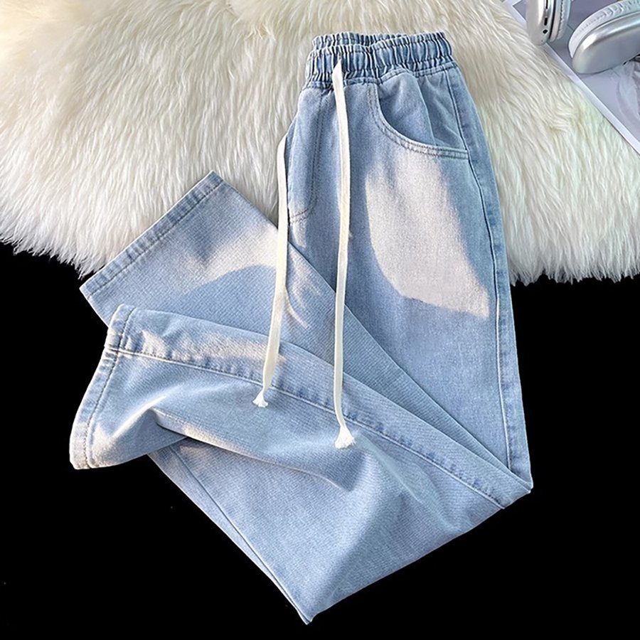 Quần jeans cạp chun vải co giãn Ống Rộng LKOD trẻ trung năng động có ...