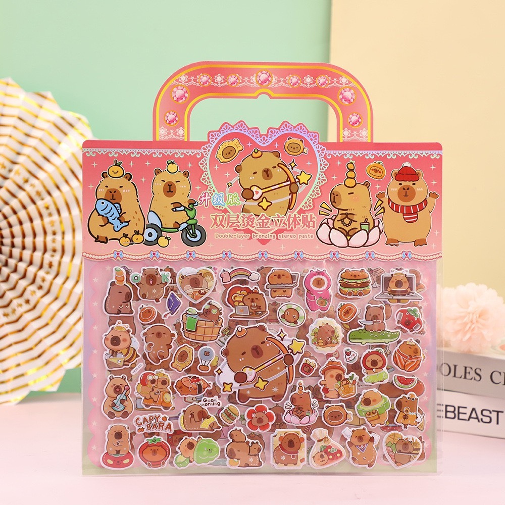Sticker Capybara nổi 3D, Sticker labubu dạng qoai xách dễ thương ...