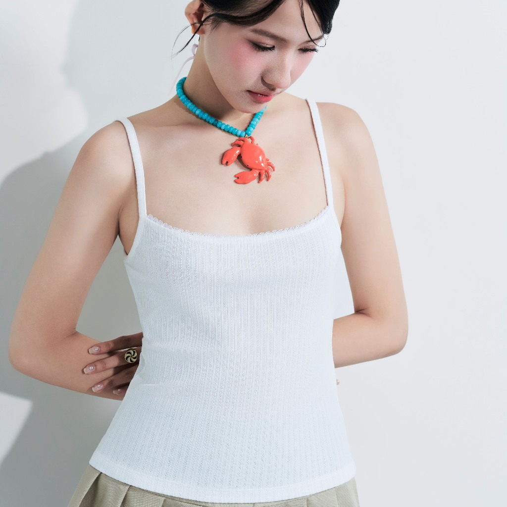 DOTTIE - Áo 2 dây căn bản phối đăng ten - Trắng - T0937 | Shopee Việt Nam