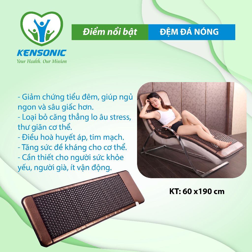 Thảm đá nóng Hàn Quốc, nệm đá nóng kích thước 60*190cm hiệu KENSONIC KS- IMAT 107 . Kèm bộ miếng ...