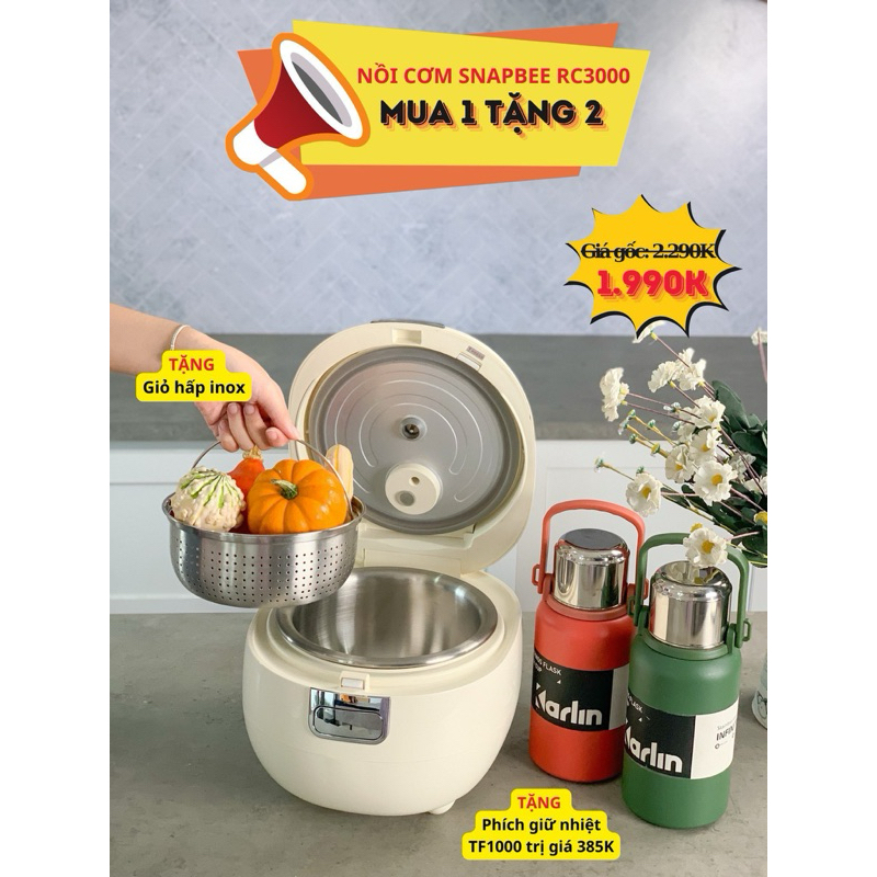 (Tặng Phích Karlin) NỒI CƠM TÁCH ĐƯỜNG ĐA NĂNG SNAPBEE RC3000 | Shopee ...