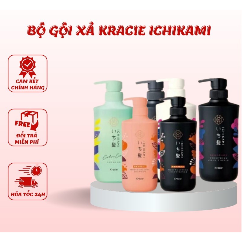 Bộ dầu gội xả Ichikami Nhật Bản 480ml x 2 - Hỗ trợ mọc tọc, ngăn ngừa rụng tóc, phục hồi cho tóc ...