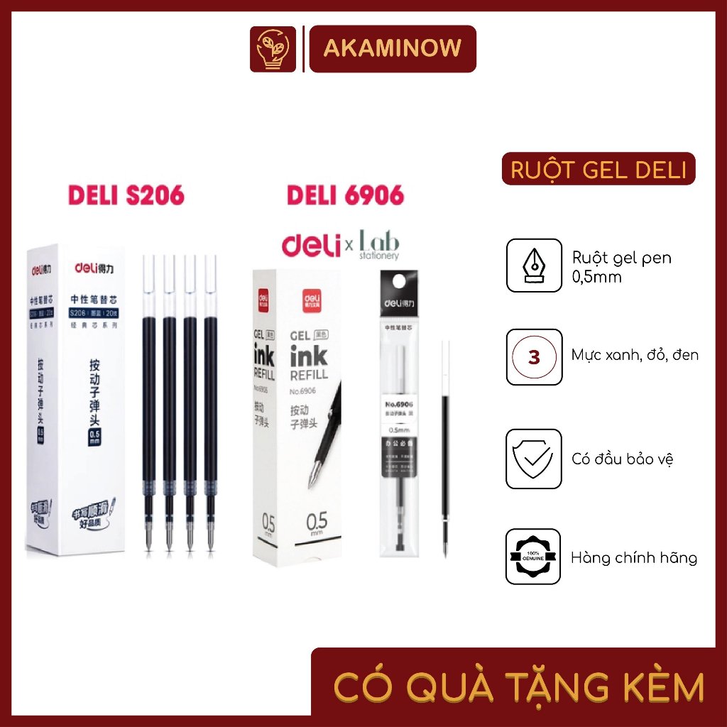 Ruột Gel Deli ngòi 0.5mm Dùng Thay Thế Cho Bút Bi Bấm Deli A575, S101 ...