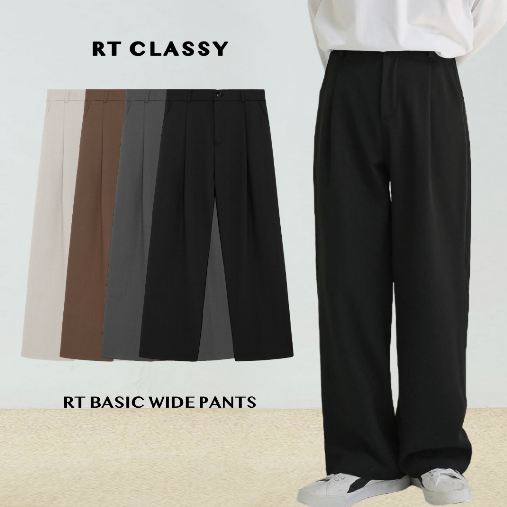 Quần Tây Nam Ống Rộng Cạp Cao Hàn Quốc / RT CLASSY BASIC WIDE PANTS ...