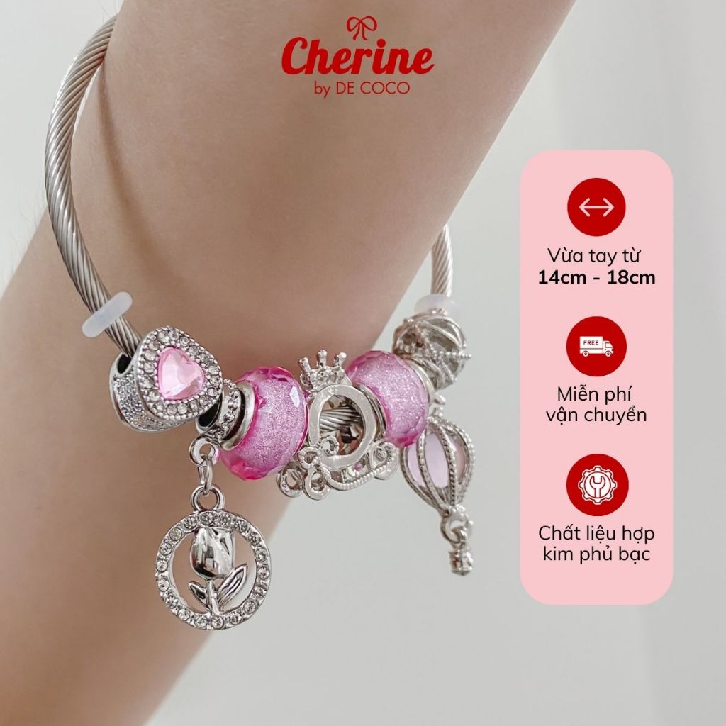 Vòng tay nữ De Coco Cherine hợp kim phủ bạc nhiều charm màu sắc (kèm hộp đựng) DECOCO ...