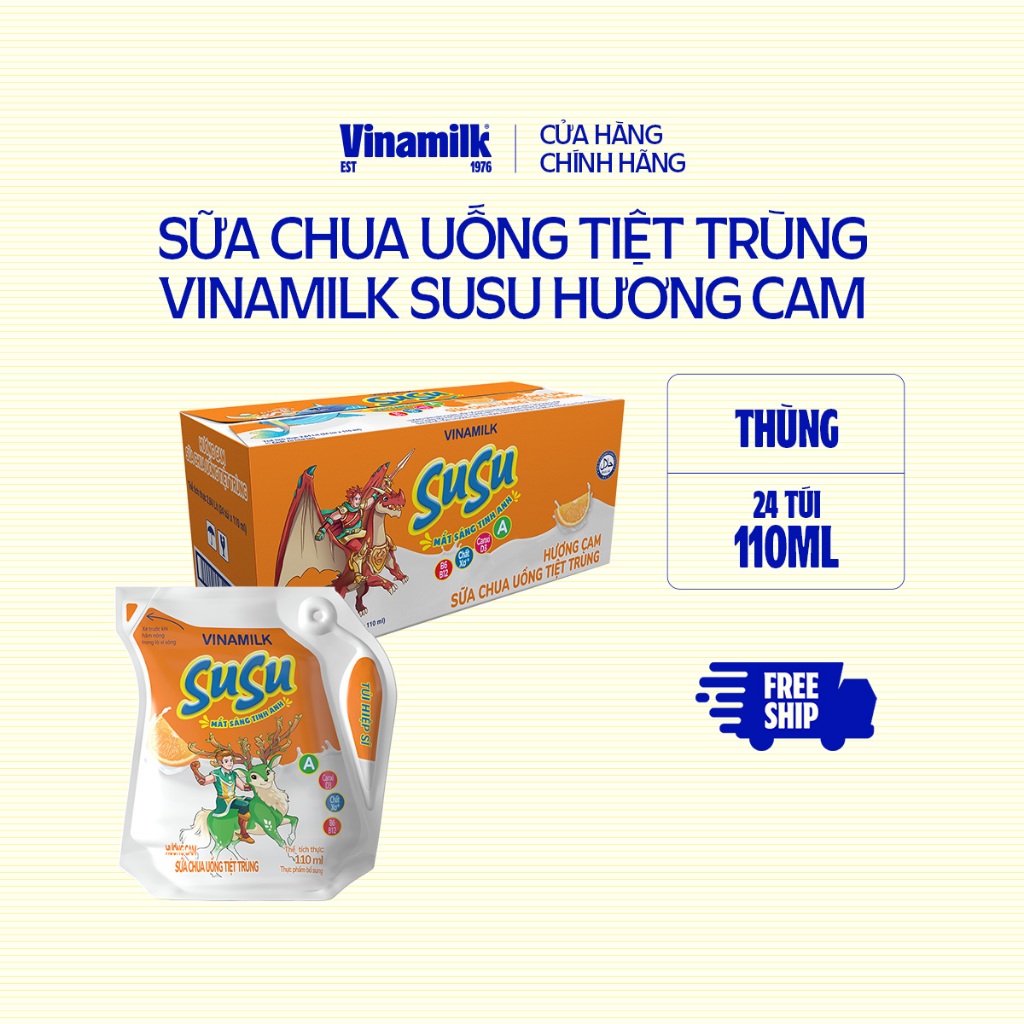Sữa chua uống hương Cam Vinamilk Susu - Thùng 24 túi 110ml | Shopee ...