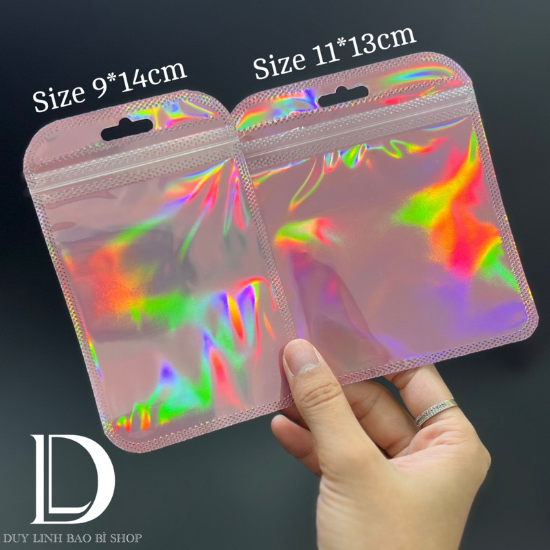(50cái) Túi hologram màu hồng lấp lánh, 1 mặt hồng 1 mặt túi trong túi ...