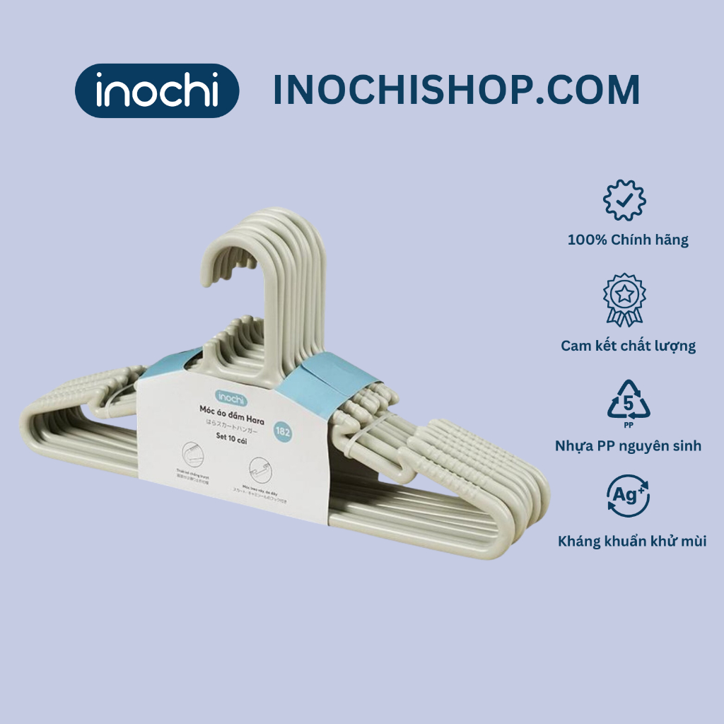 Set 10 móc áo đầm tiện dụng Inochi (MA182) (tiêu chuẩn Nhật Bản ...