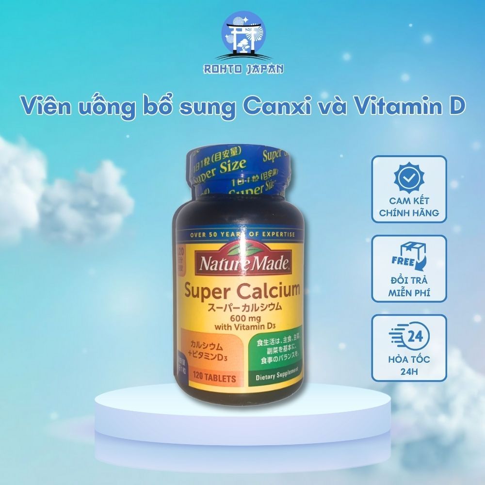 Viên uống bổ sung Canxi và Vitamin D Nature Made Supper Calcium 120 ...