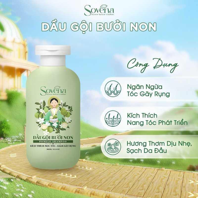 Dầu gội Bưởi non, Dầu xả bưởi non kích thích mọc tóc, ngăn ngừa tóc gãy rụng | Sovena Natural ...