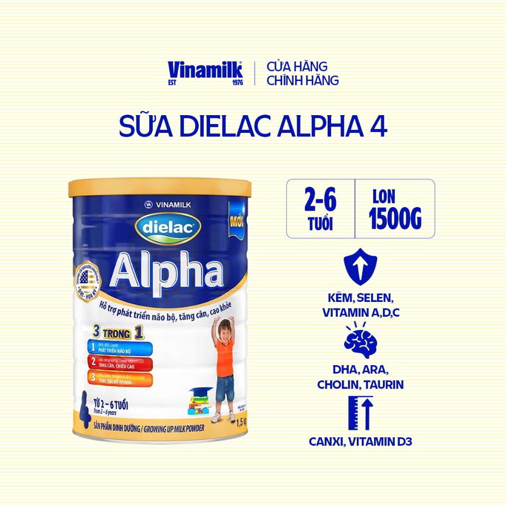 Sữa bột Vinamilk Dielac Alpha 4 1.5kg (cho bé từ 2- 6 tuổi) | Shopee ...