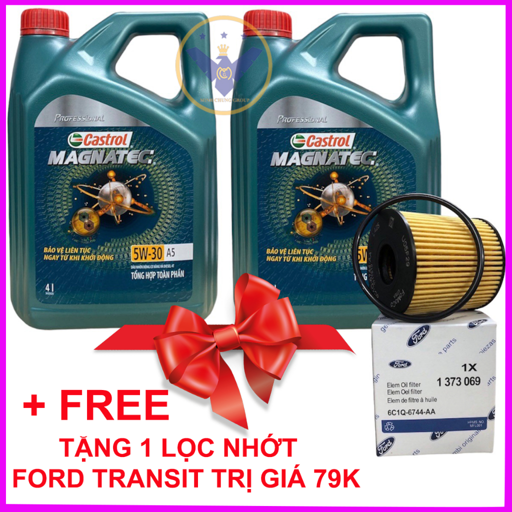 Bộ 2 dầu nhớt tổng hợp Castrol Magnatec Professional 5W-30 tặng 1 lọc ...