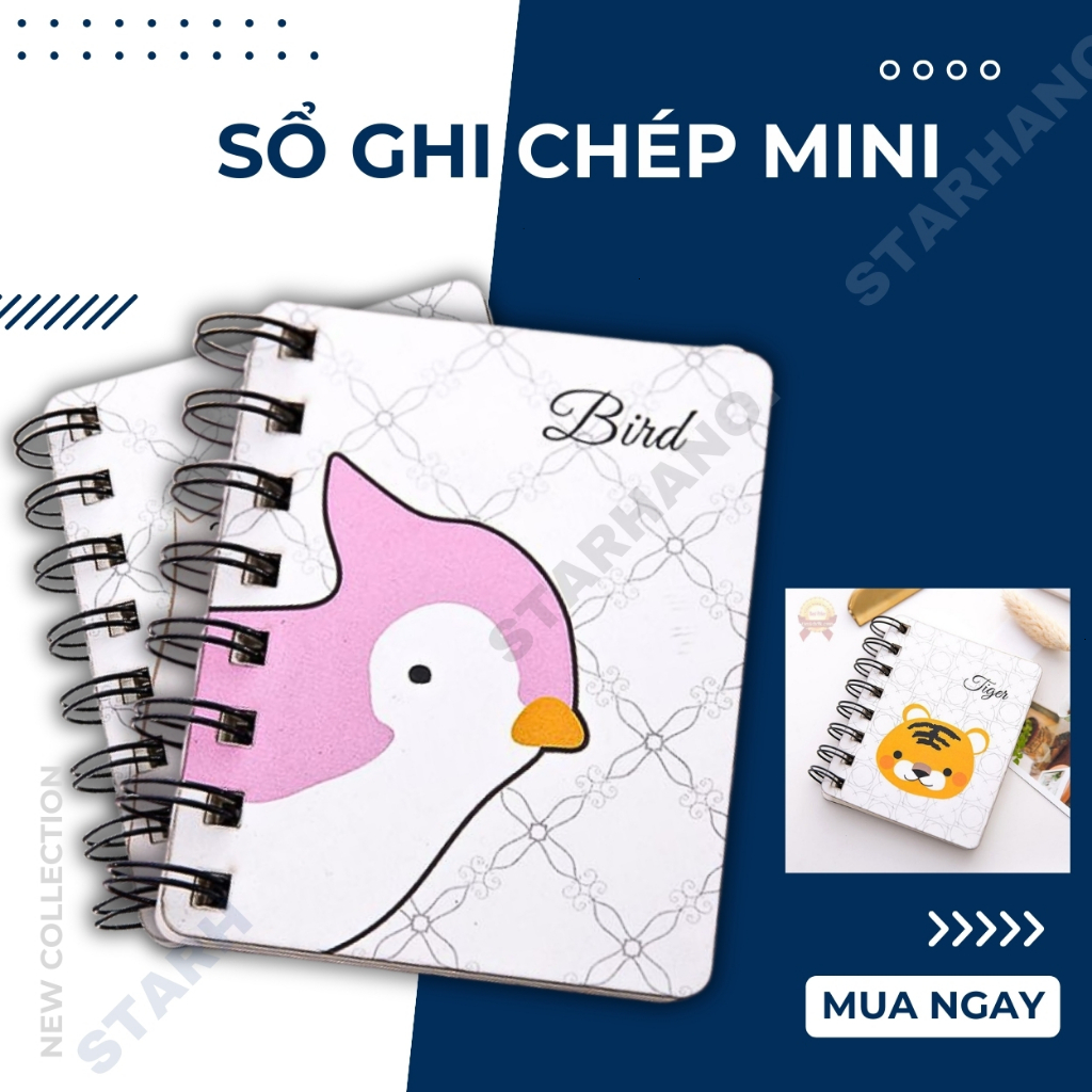 Sổ vẽ ghi chép mini a6 lò xo gáy xoắn 80 trang hình thú cưng cute dễ ...
