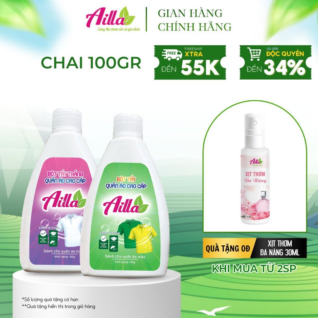 Bột Tẩy Mốc Quần Áo Cao Cấp Ailla 100Gr Làm Sạch Áo Quần, Không Gây ...