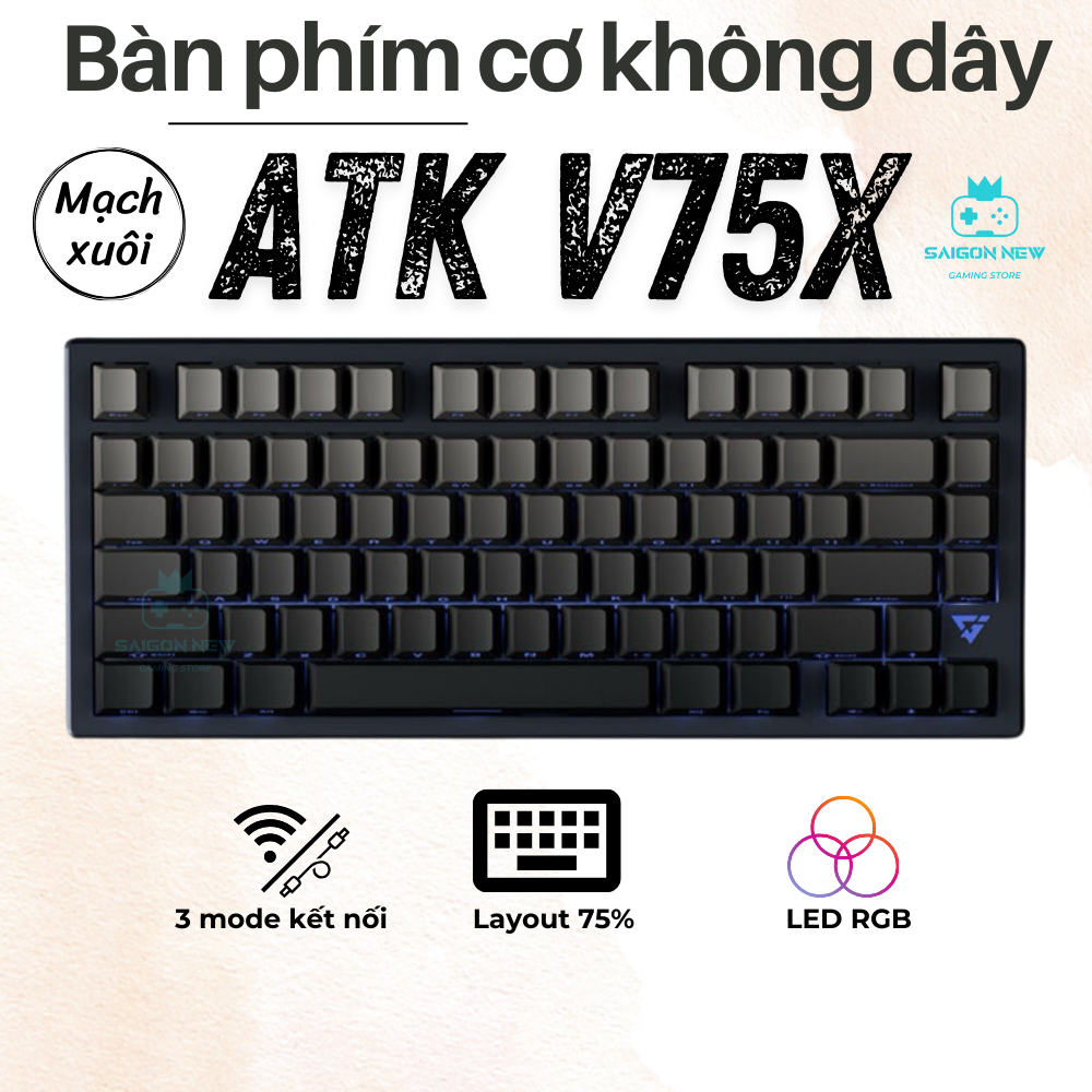 Bàn phím cơ không dây ATK VXE V75X - Hotswap 5 pin - Led RGB mạch xuôi tùy chỉnh - Độ trễ 1ms ...