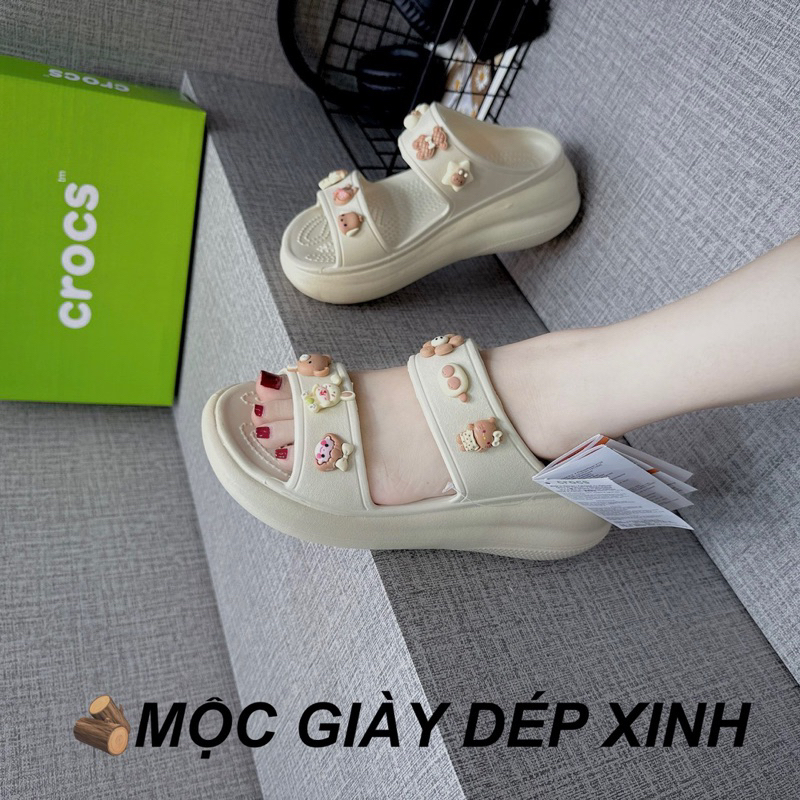 Dép croc sandal hai quai độn đế dáng cơ bản cực dễ đi , dép crcoc chuẩn ...