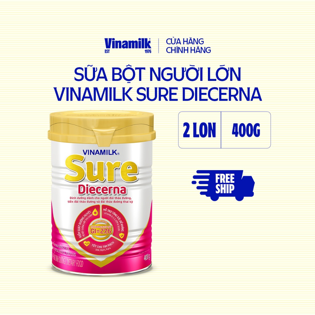 2 Hộp Sữa bột Dành cho người tiểu đường Vinamilk Sure Diecerna - Hộp ...