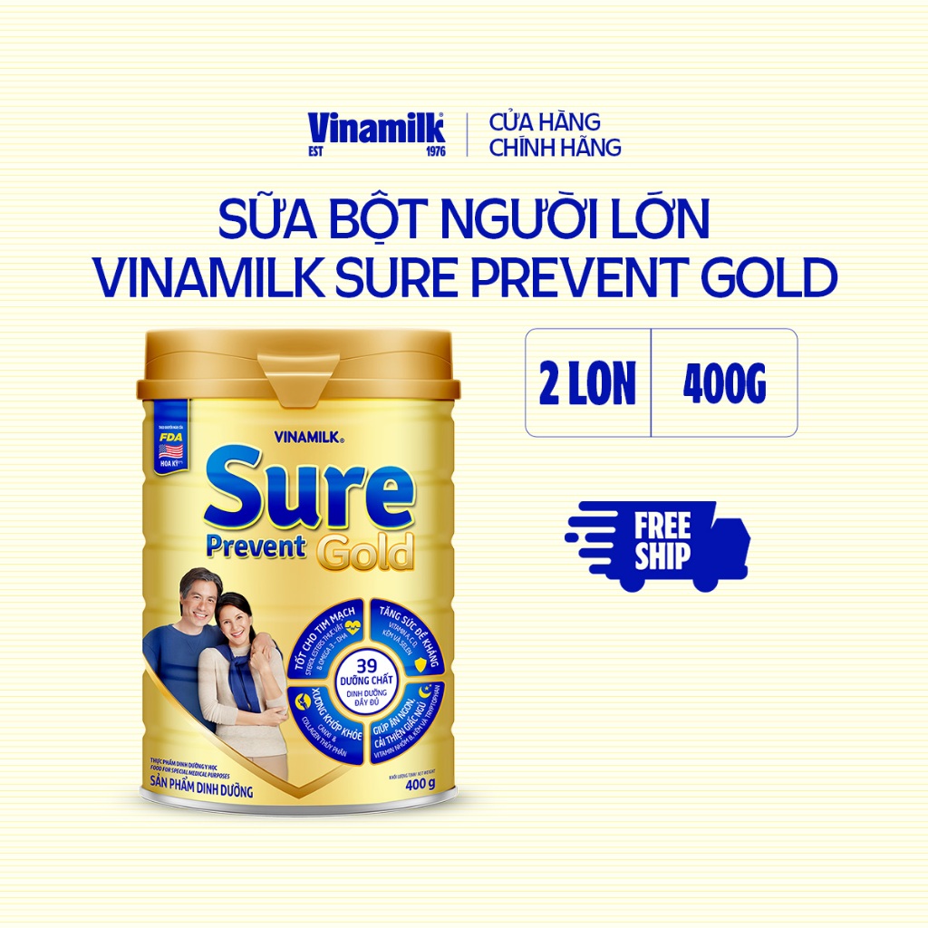 2 Hộp Sữa bột cho người lớn tuổi Vinamilk Sure Prevent Gold Hộp thiếc ...