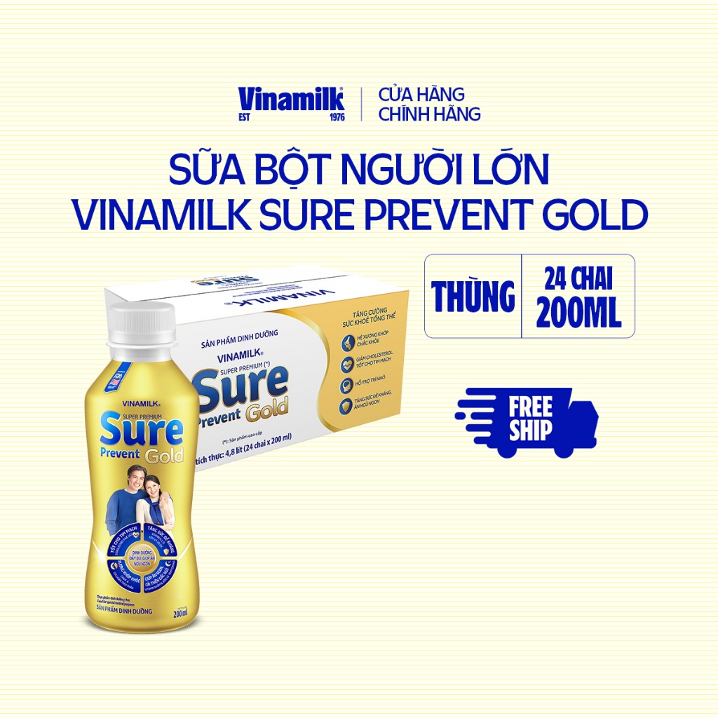 Thùng 24 chai Sữa bột pha sẵn cho người lớn tuổi Vinamilk Sure Prevent ...