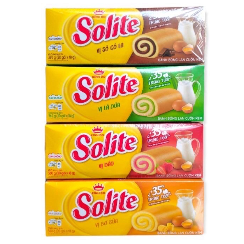 Bánh Bông Lan Cuộn Kem Solite Hộp 360g (20 bánh) | Shopee Việt Nam