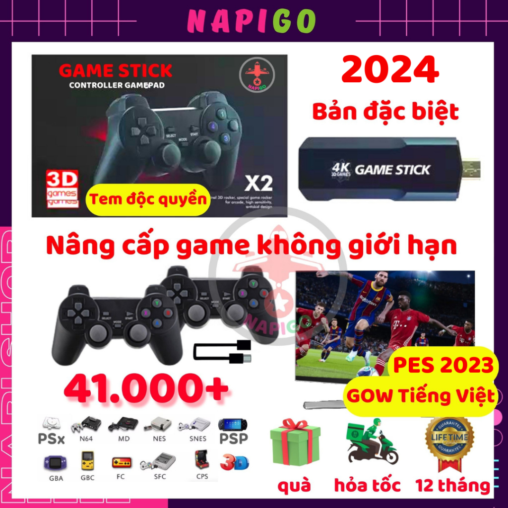 Game Stick 3D X2 PRO chơi PSP, PSx 41000 game HDMI điện tử 4 nút máy ...
