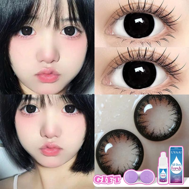 【Big Eyes 0độ】UYAAI Eyes lens đen cận Kính áp tròng cận lens black ...