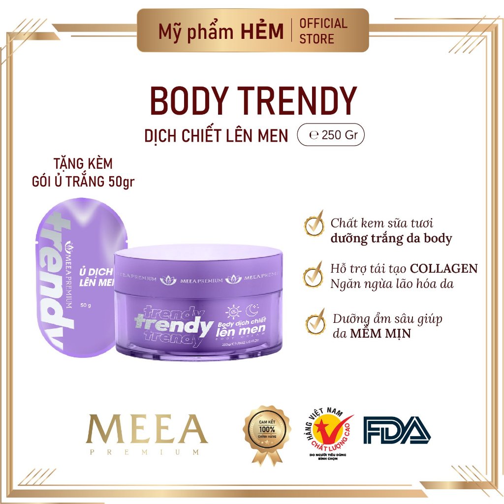 Kem Dưỡng Trắng Da Body Trendy MEEA - Tặng kèm Ủ Trắng | Shopee Việt Nam