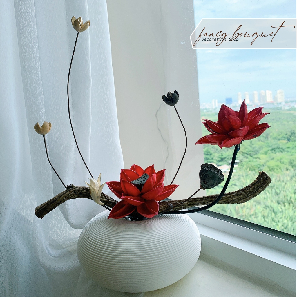 hoa sen cắm sẵn - set hoa sen decor ️FREESHIP ️ hoa decor vintage ...