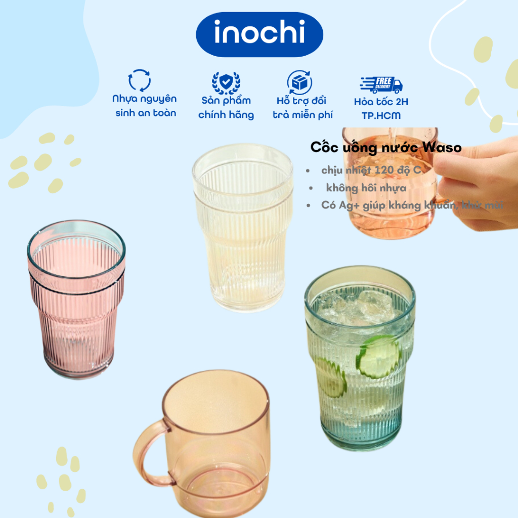 Cốc nhựa Inochi Waso 360ml - 490ml, nhựa cao cấp an toàn, sang trọng ...