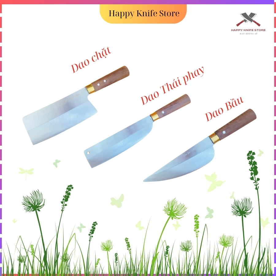 [ Bộ Dao Chặt- Thái Phay- Bầu] Bộ dao đa năng chống gỉ làm từ thép Nhật ...